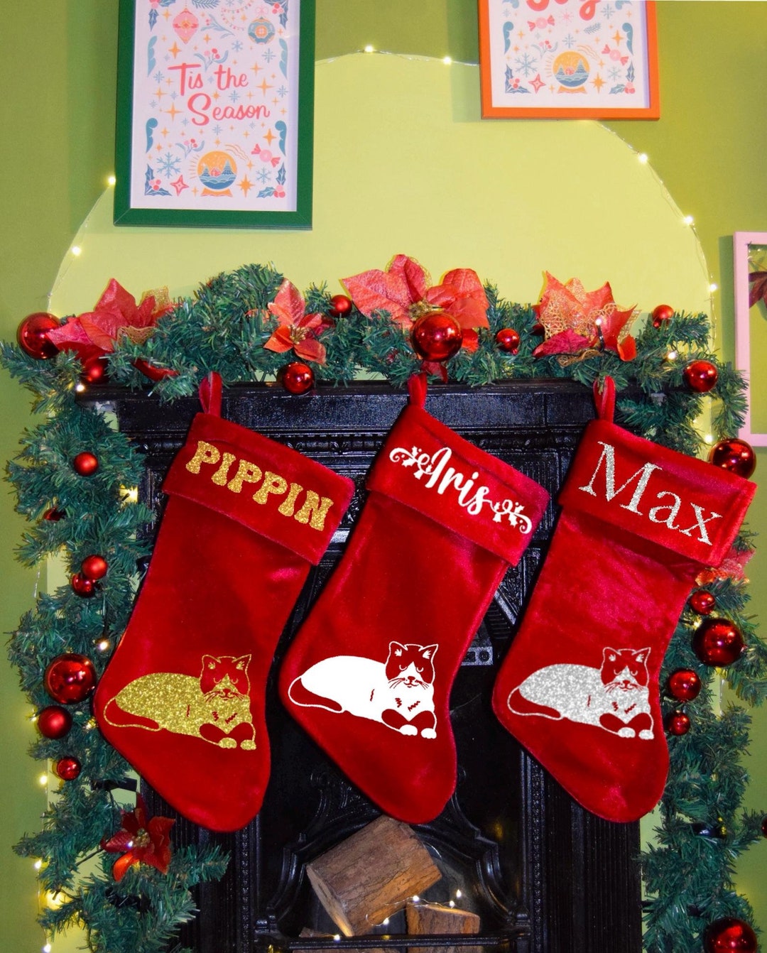 Personalised Snowshoe Red Velvet Cat Christmas Stocking | Custom ...