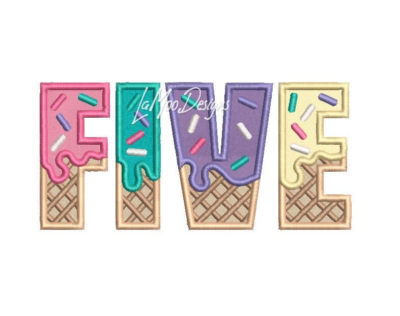 ONE Through FIVE Ice Cream Waffle Cone Birthday Number - Etsy