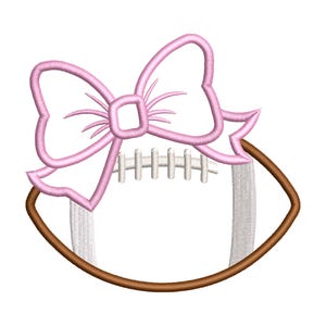 Football With Bow Embroidery Applique Design: Satin Stitch Applique ...