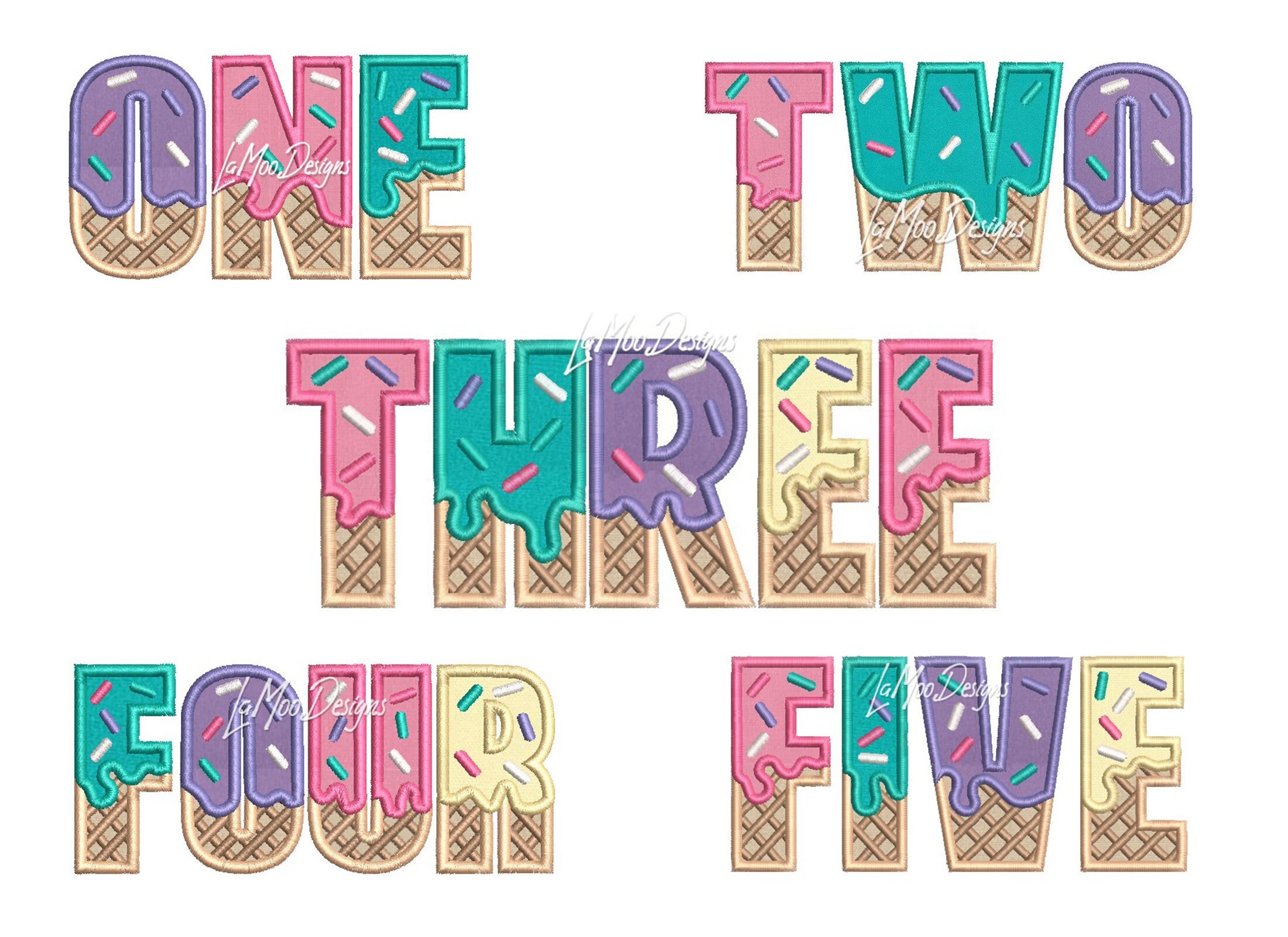 ONE Through FIVE Ice Cream Waffle Cone Birthday Number - Etsy