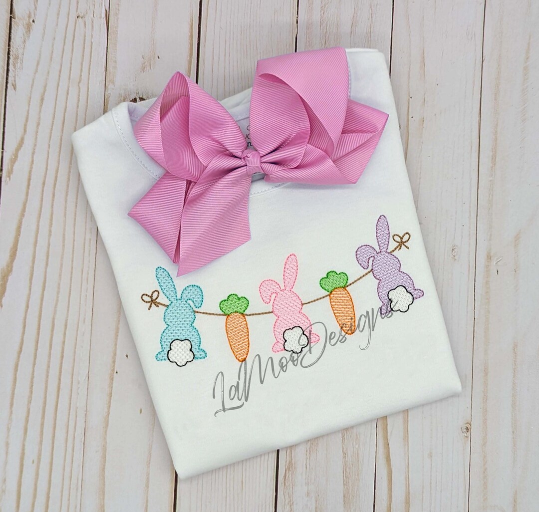 Easter Bunnies & Carrots Embroidery Design: Garland Sketch (5x7 6x10 ...