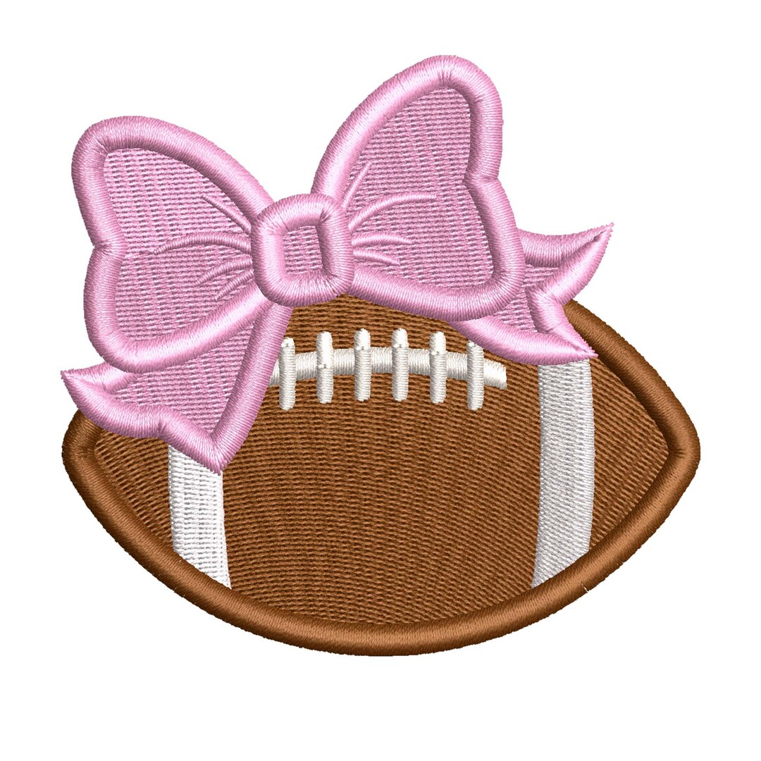Football With Bow Filled Stitch Embroidery Design 6 Sizes Satin Stitch ...