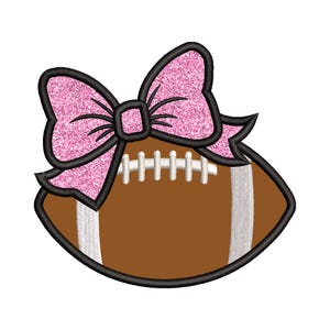 Football With Bow Embroidery Applique Design: Satin Stitch Applique ...