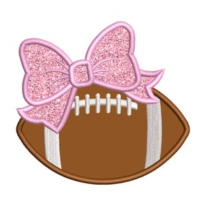 Football With Bow Embroidery Applique Design: Satin Stitch Applique ...