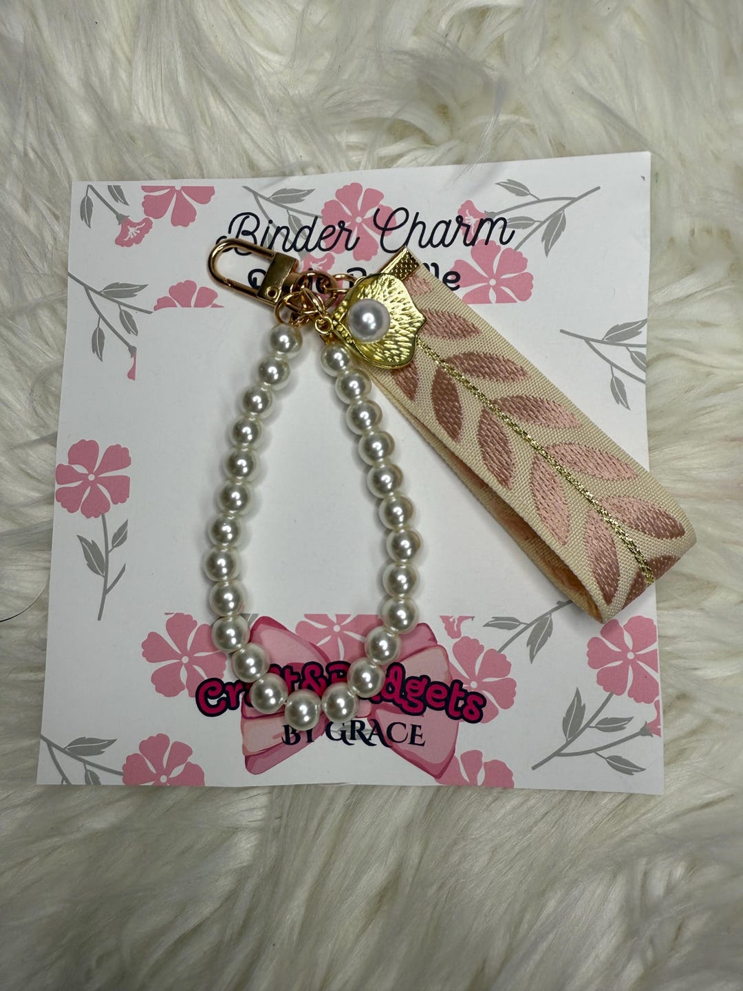 Pearl and Pink Lanyard Binder Accesory/ Charm - Etsy