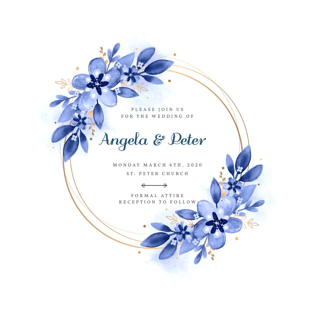 Wedding Floral Frame Invitation - Etsy
