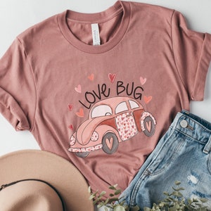 Love Bug Shirt, Vintage Retro Love Car, Valentine Gift Idea, Valentine ...