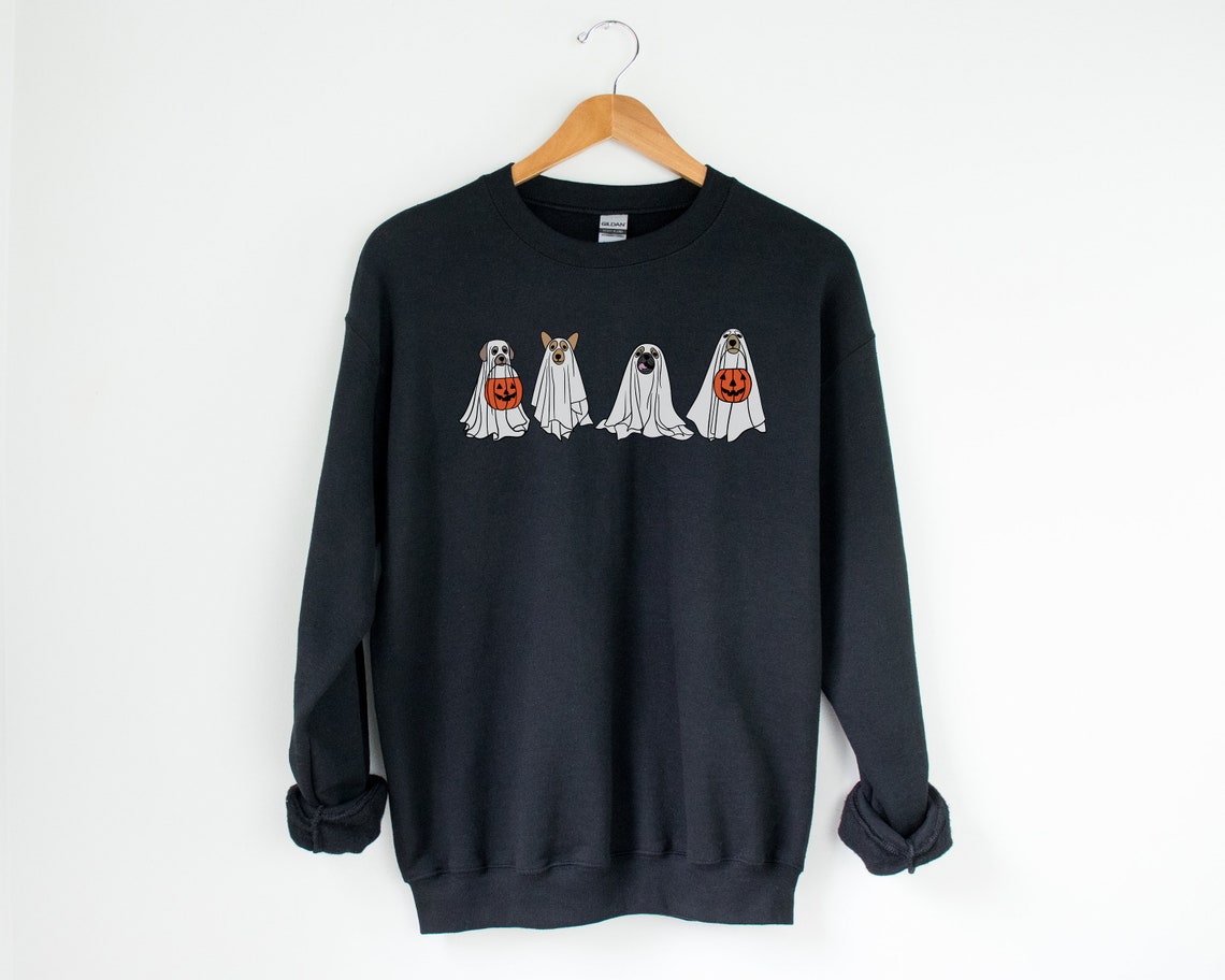 Halloween Crewneck Sweatshirt Ghost Sweatshirt Halloween Dog - Etsy