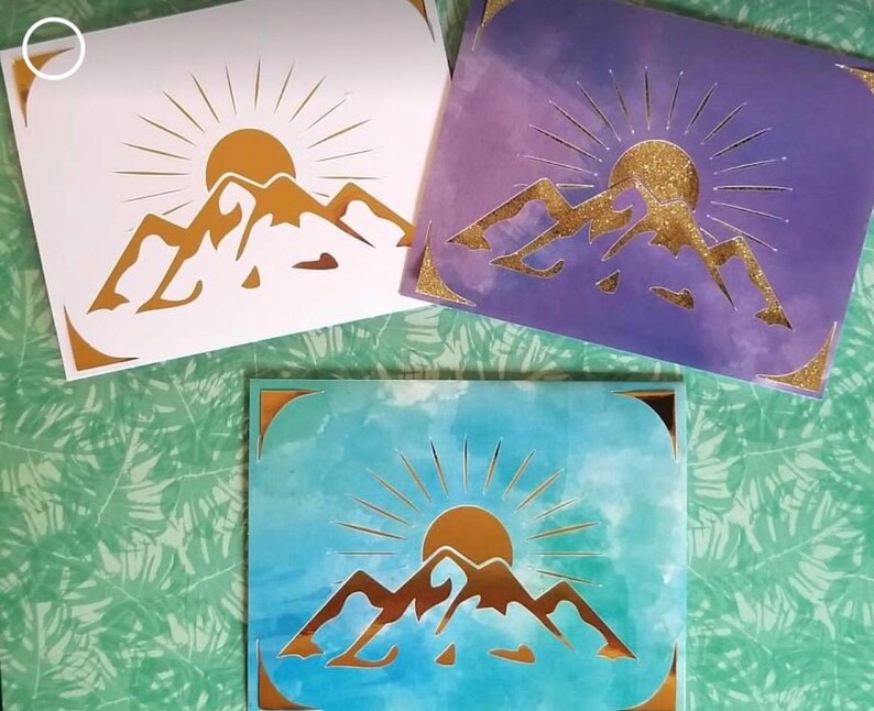 Mountain and Sun Greeting Card Machine Cut - Etsy