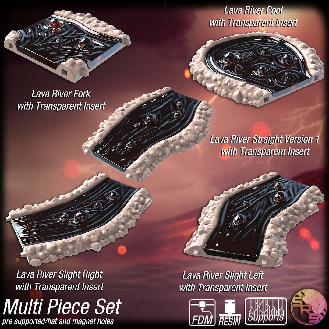 Lava River and Volcanoes | RPG Terrain | 15-54mm Terrain - Etsy