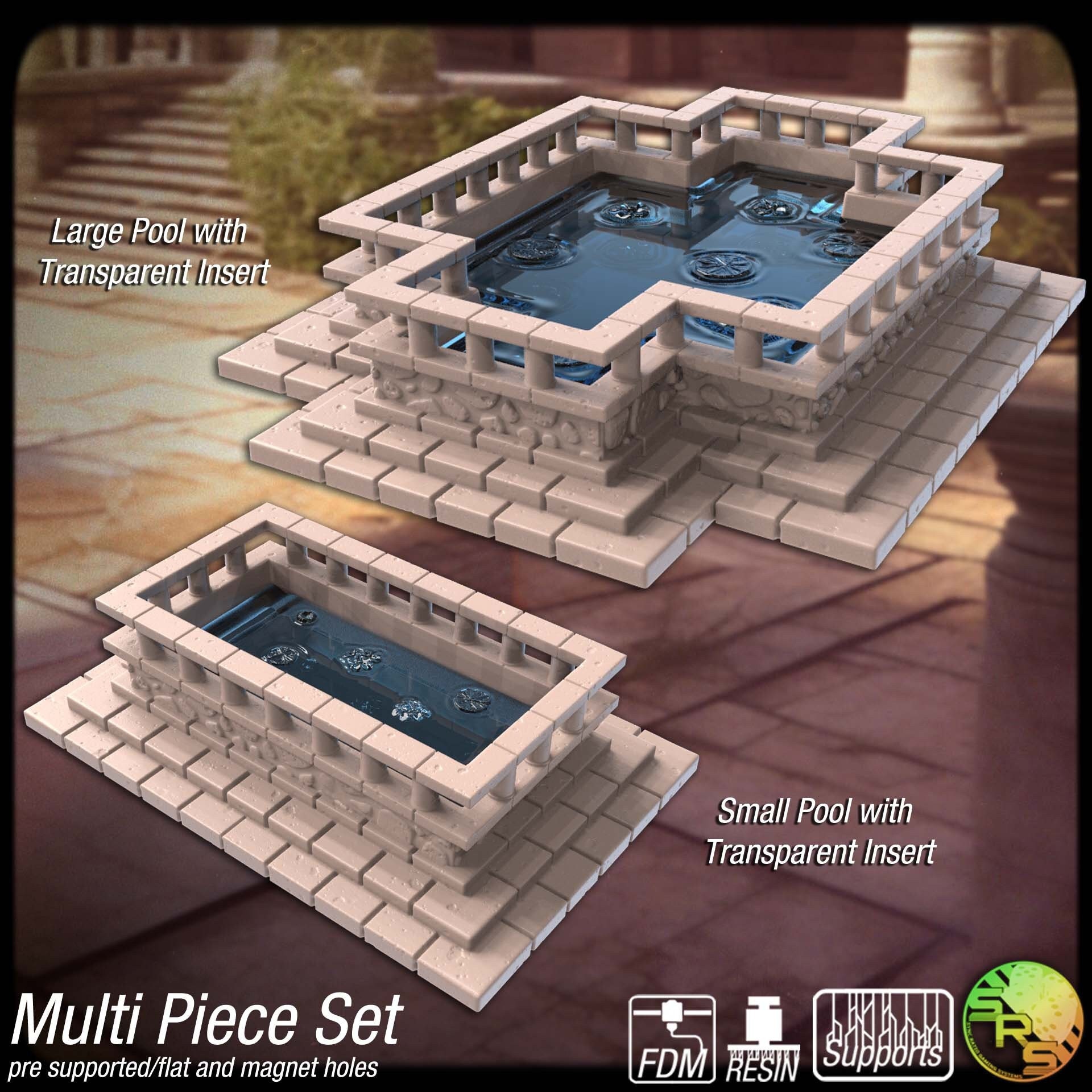 Courtyard Pools | RPG Terrain | 15-54mm Terrain - Etsy