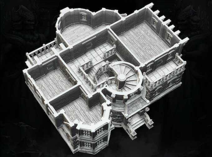 Corven Mansion and Gazebo | Building Miniature | RPG Terrain | 6-32mm ...