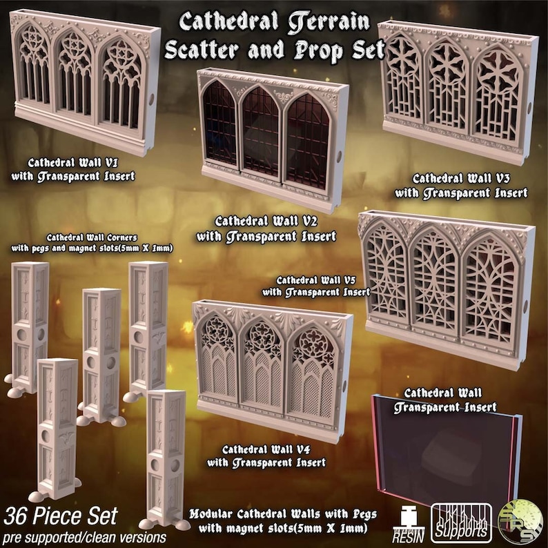Cathedral Walls | RPG Terrain | 10-54mm Terrain - Etsy