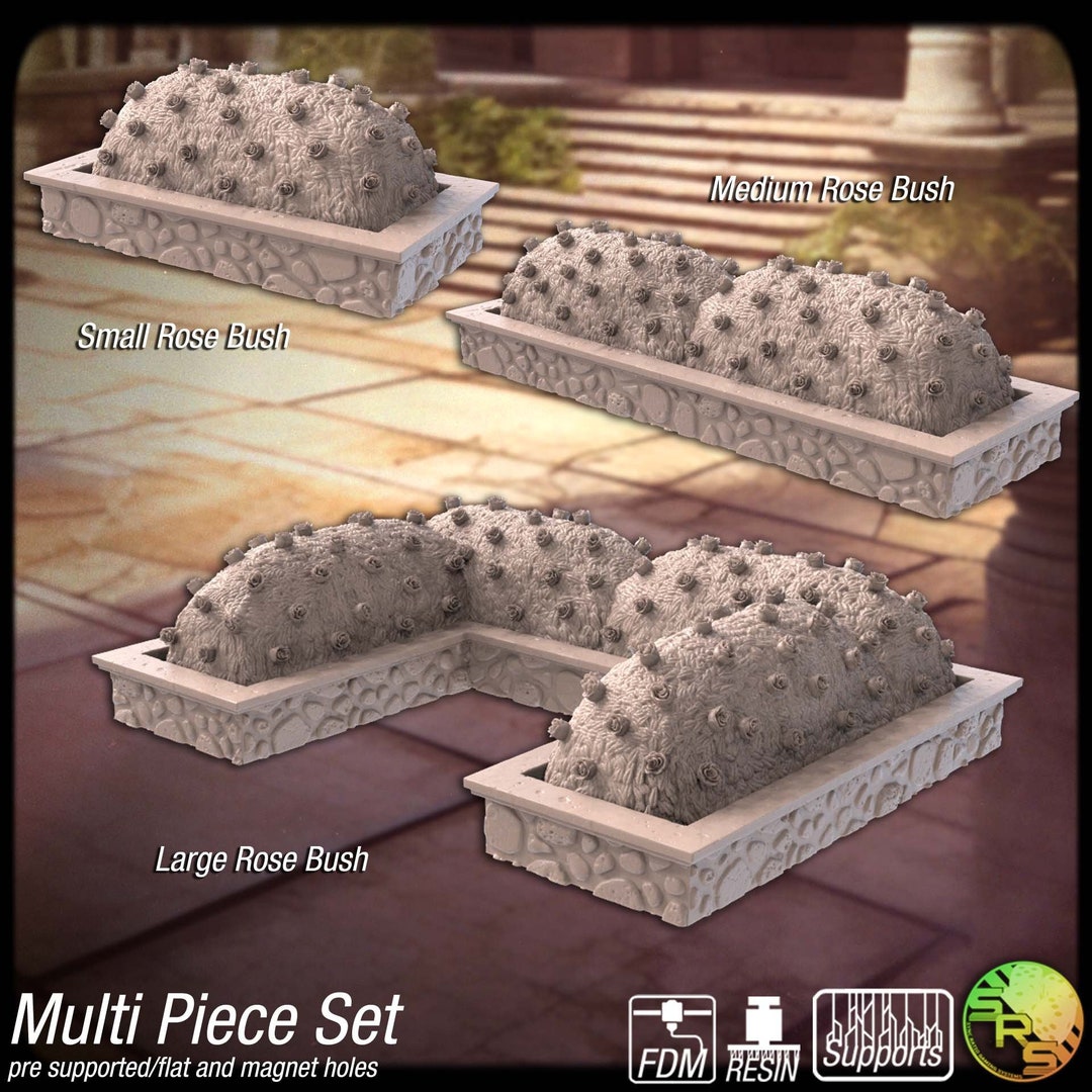 Courtyard Rose Bushes | RPG Terrain | 15-54mm Terrain - Etsy