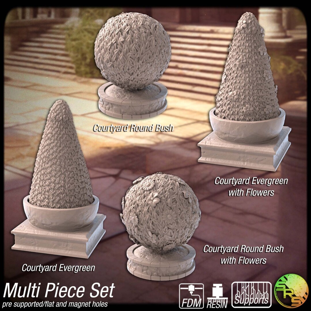 Courtyard Bushes & Trees RPG Terrain 15-54mm Terrain - Etsy