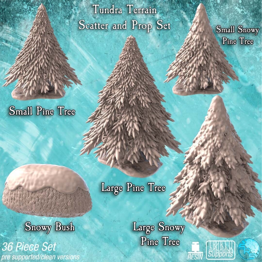 Winter / Christmas Trees and Bushes | RPG Terrain | 10-54mm Terrain - Etsy