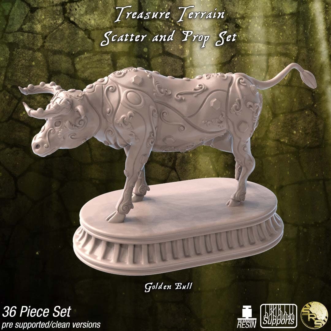 Golden Bull Statue | RPG Terrain | 10-75mm Terrain - Etsy