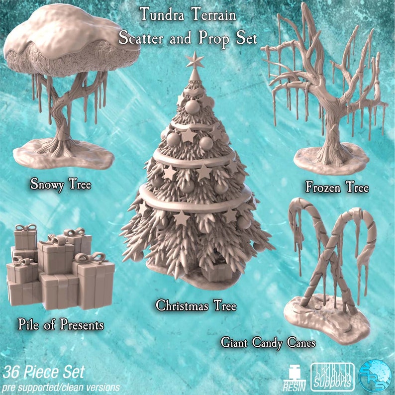 Winter / Christmas Trees and Bushes RPG Terrain 10-75mm - Etsy