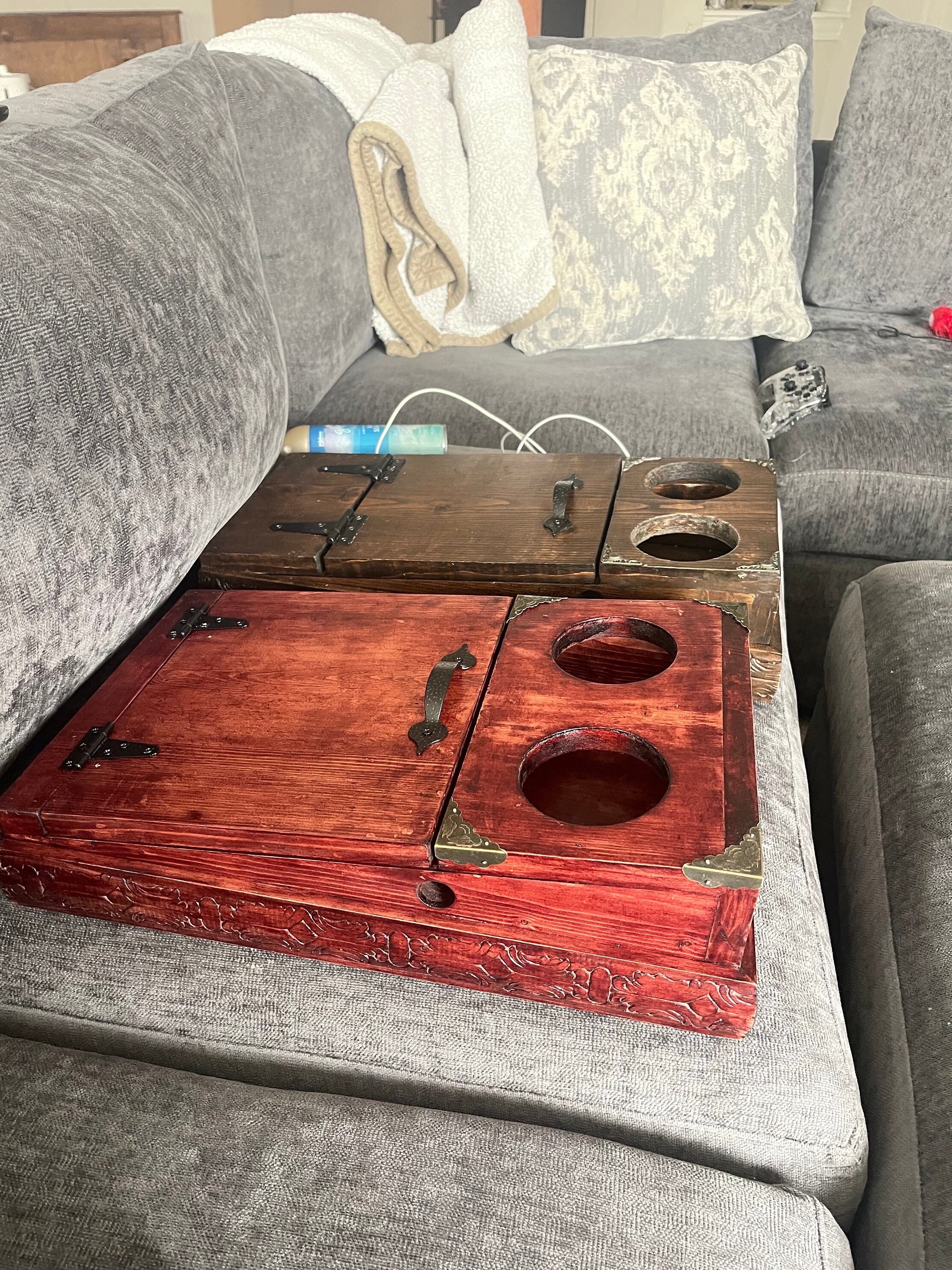 Custom Wood Console Center With Cup Holders - Etsy