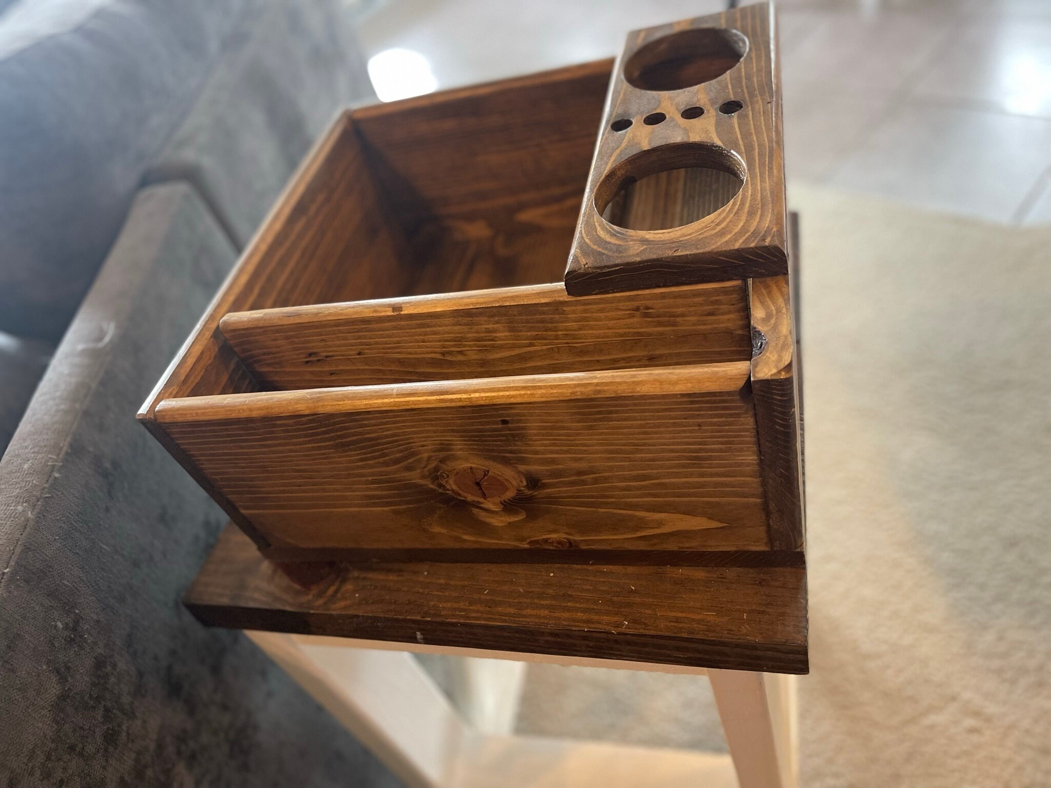 Custom Console With Cup Holders and Pen Holes - Etsy