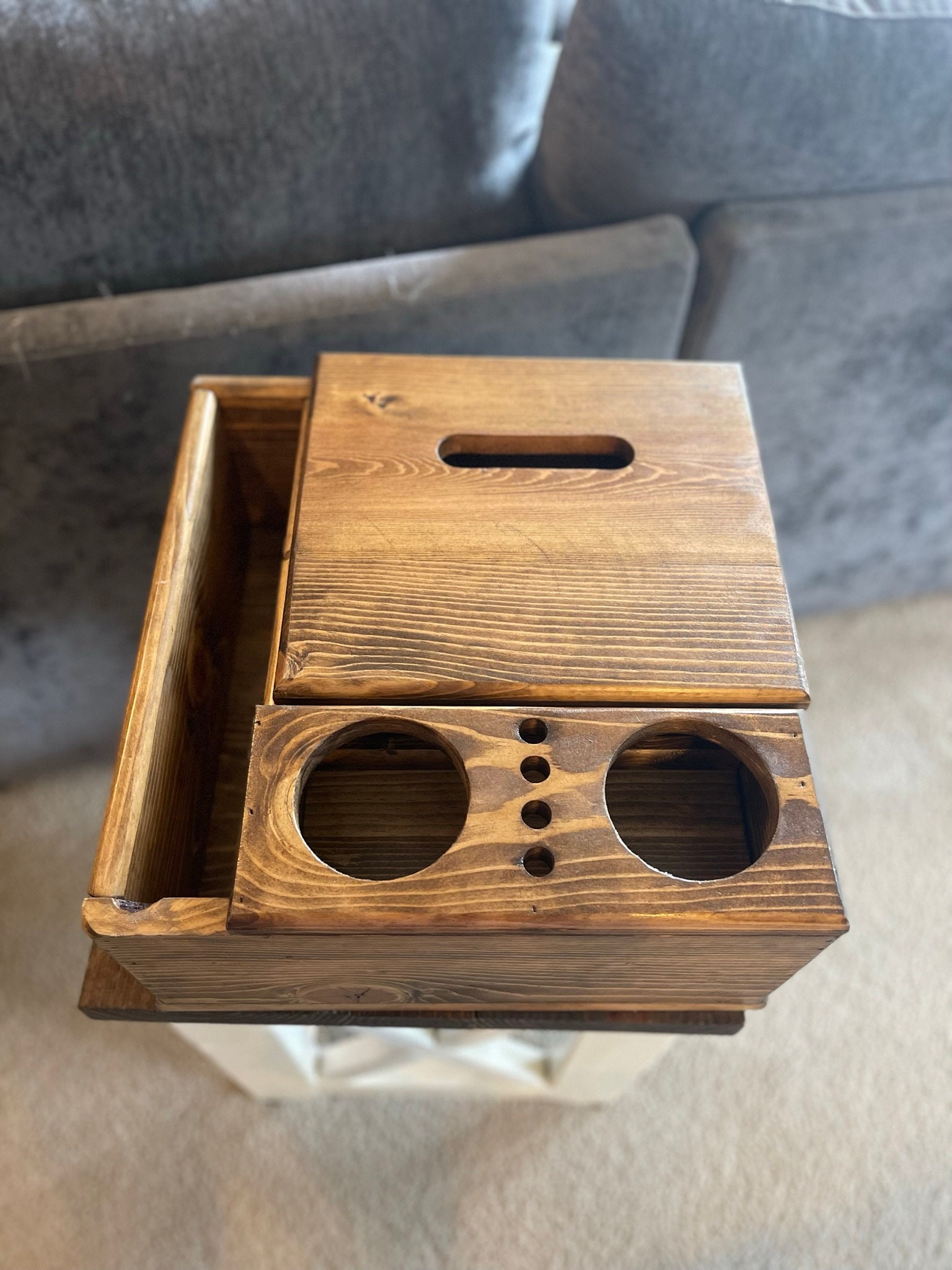 Custom Console With Cup Holders and Pen Holes - Etsy