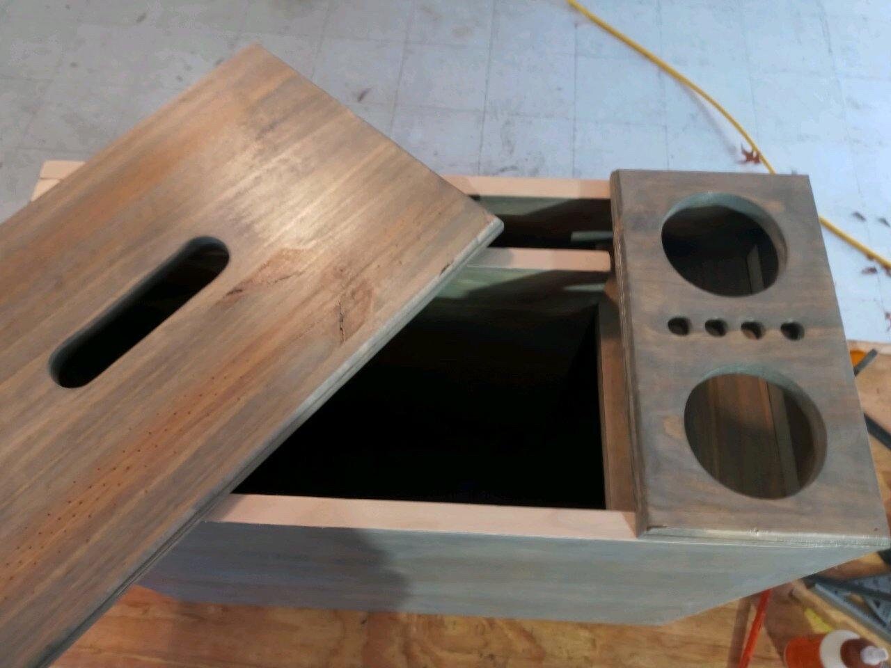 Custom Console With Cup Holders and Pen Holes - Etsy