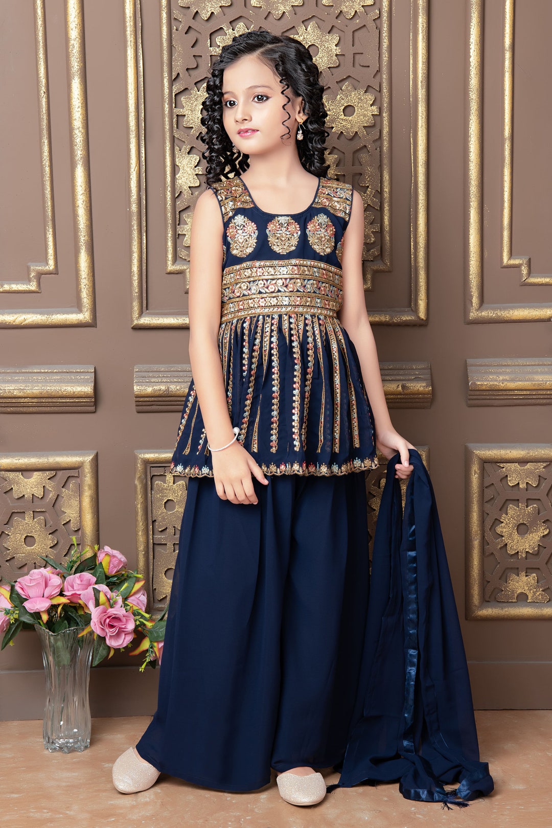 Stylish Blue Kids Sharara, Sharara for Girls, Kids Ethnic Wear, Kids ...
