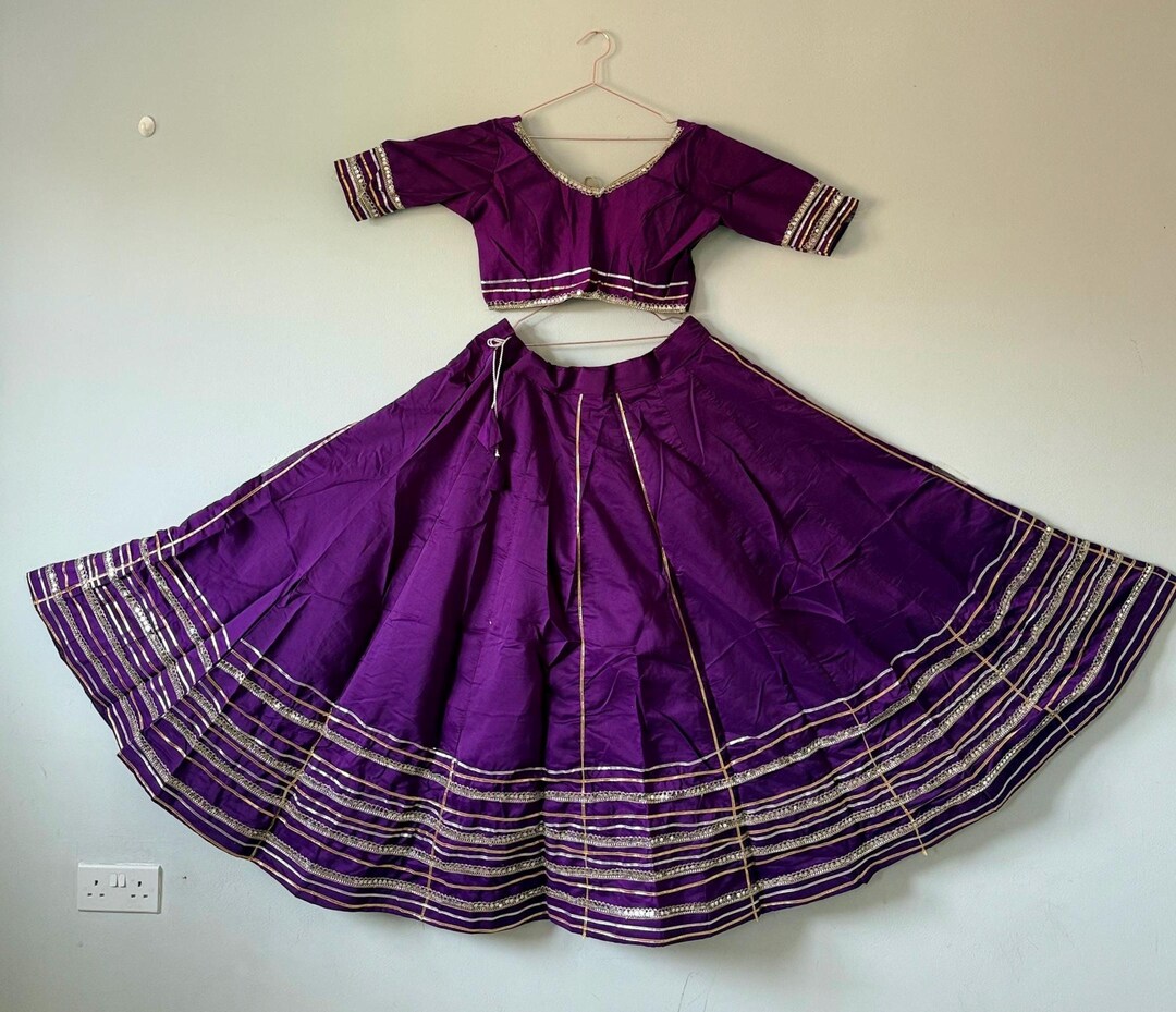 Silk Blend Purple Navratri Ladies Fully Stitched Chaniya Choli Lehnga ...