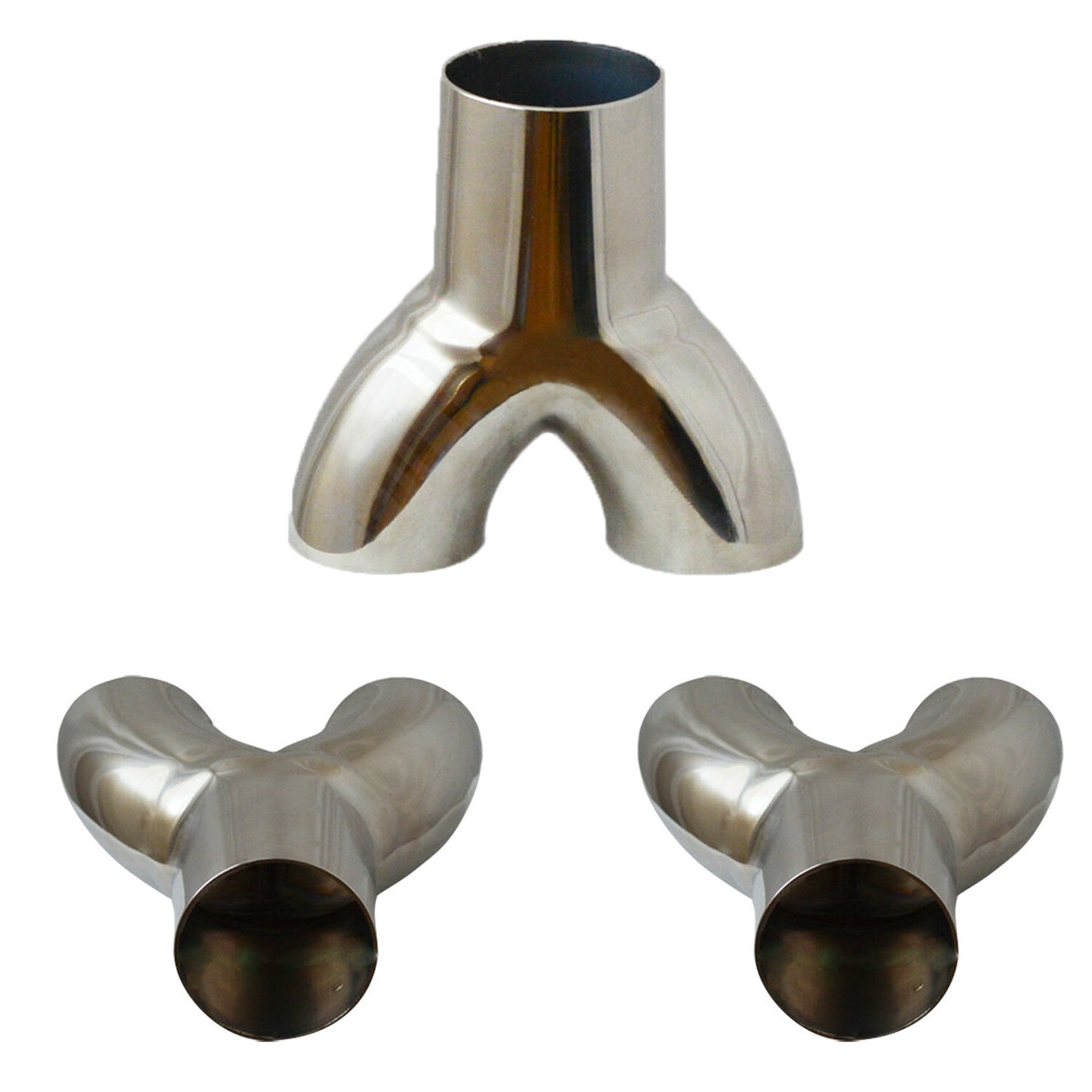 Universal T304 Edelstahl Auspuff Y-Rohr Stück Adapter 2 Single 1,75 ...