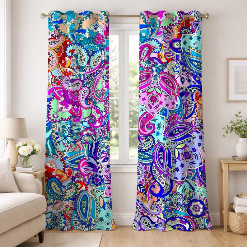 Vibrant Paisley Seamless Pattern | Hand Drawn Boho Textile Design ...