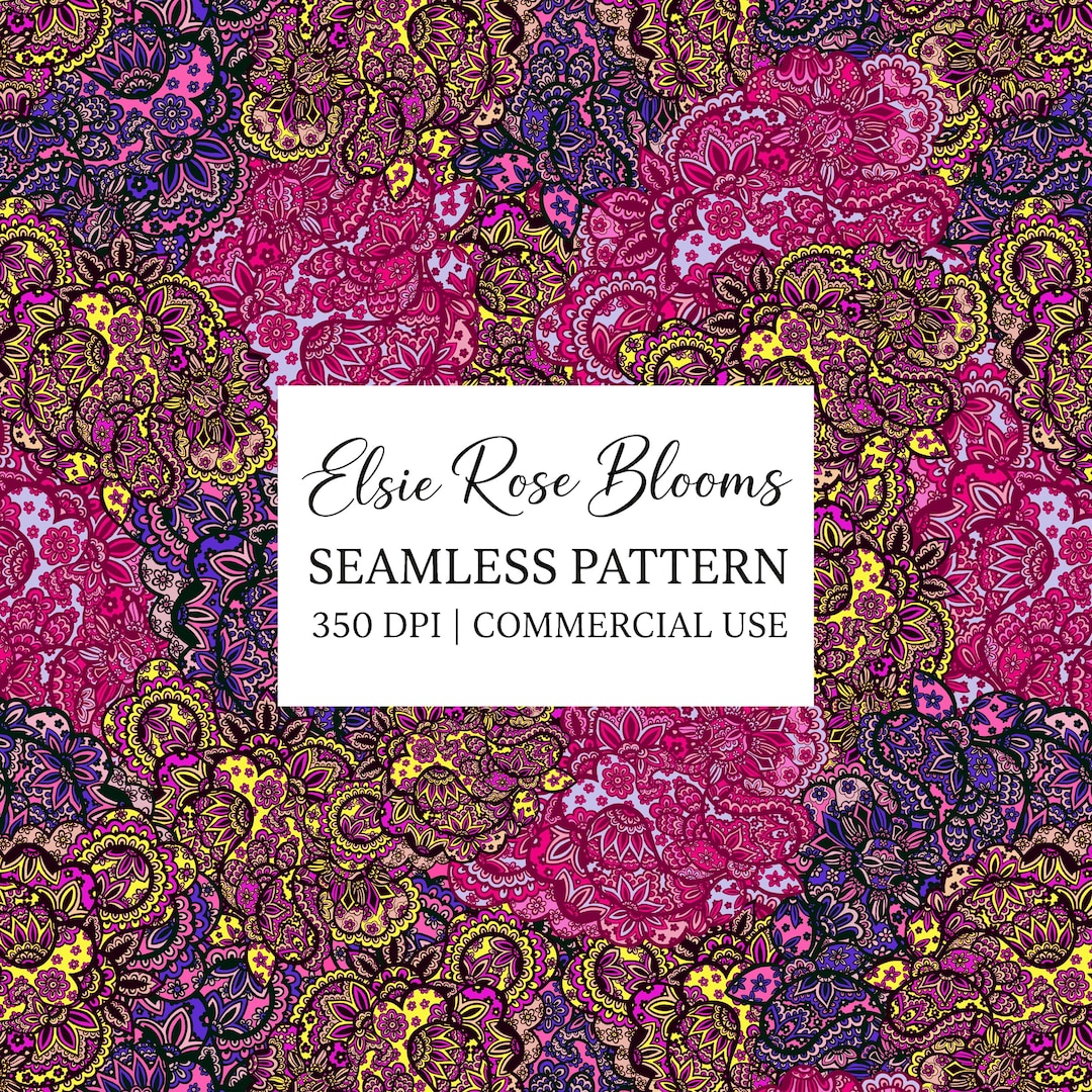 Bold Paisley Floral Seamless Pattern | Vibrant Retro Boho Fabric Design ...