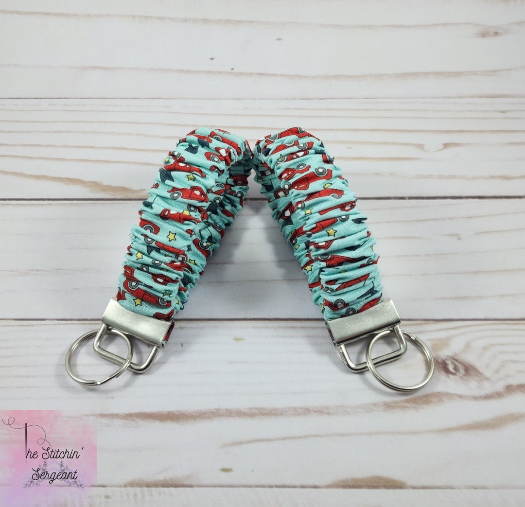 Cute Red Truck Scrunchie Keychain Blue Fabric With Red Trucks - Etsy