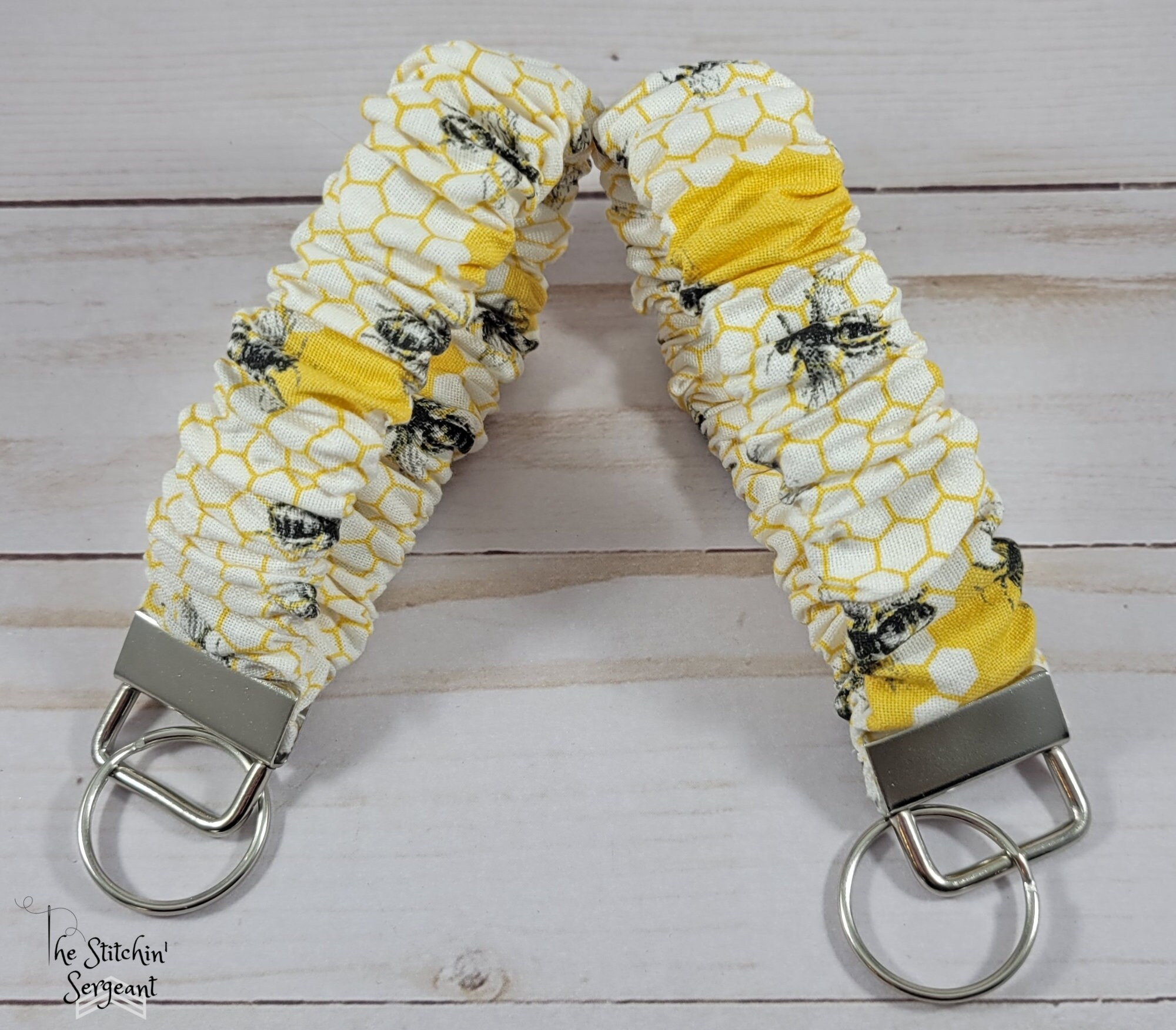 Cute Yellow Honeycomb and Bee Keychain, Honeycomb Fabric Keychain ...