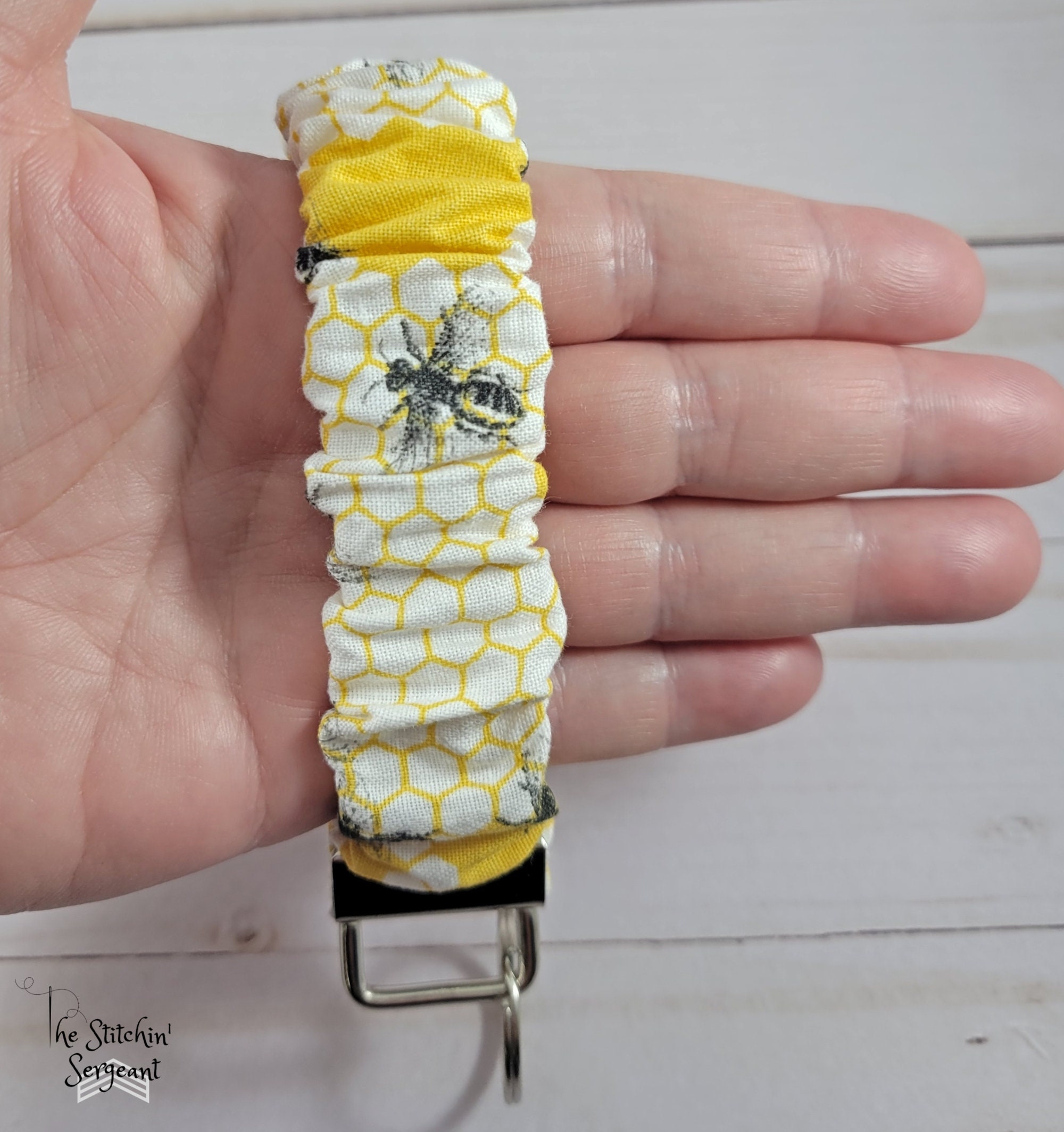 Cute Yellow Honeycomb and Bee Keychain, Honeycomb Fabric Keychain ...