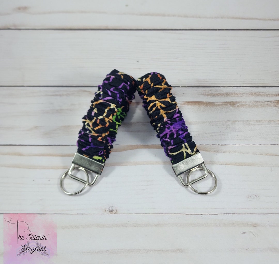 Colorful Spiderweb Scrunchie Keychain, Fun Halloween Wristlet, Spooky ...