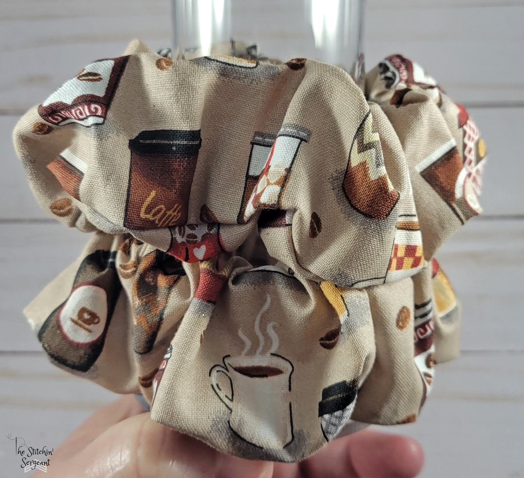 Cute Coffee Cups Scrunchie, Coffee Shop Hair Ties, Latte and Espresso ...