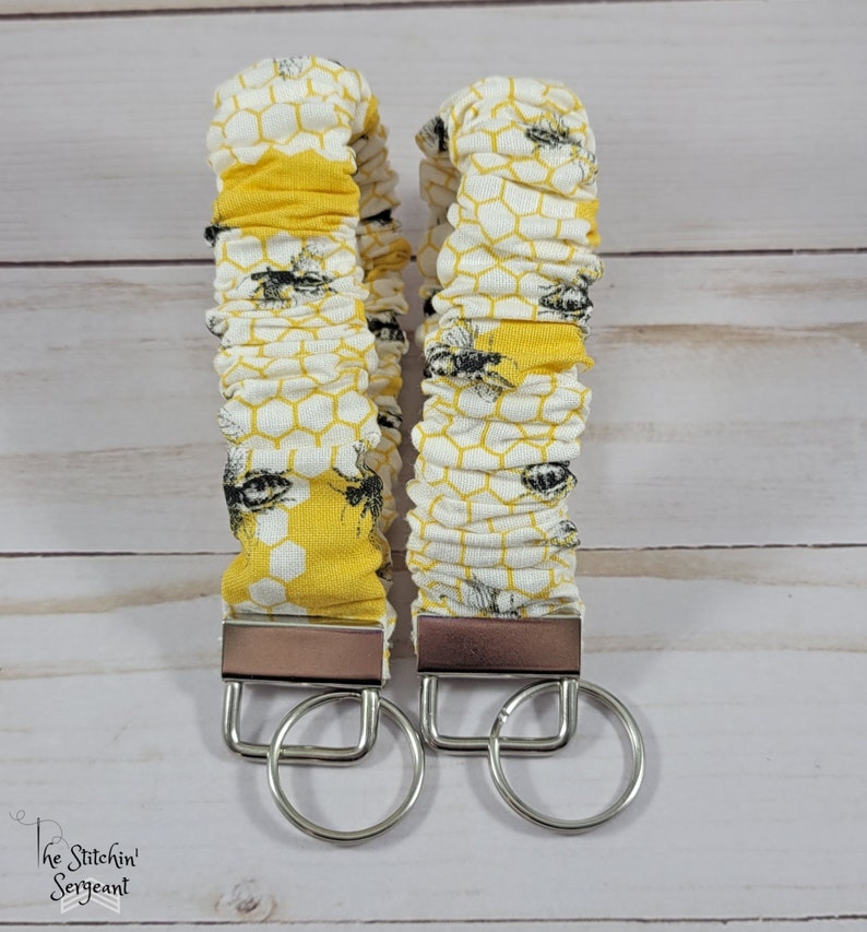 Cute Yellow Honeycomb and Bee Keychain, Honeycomb Fabric Keychain ...