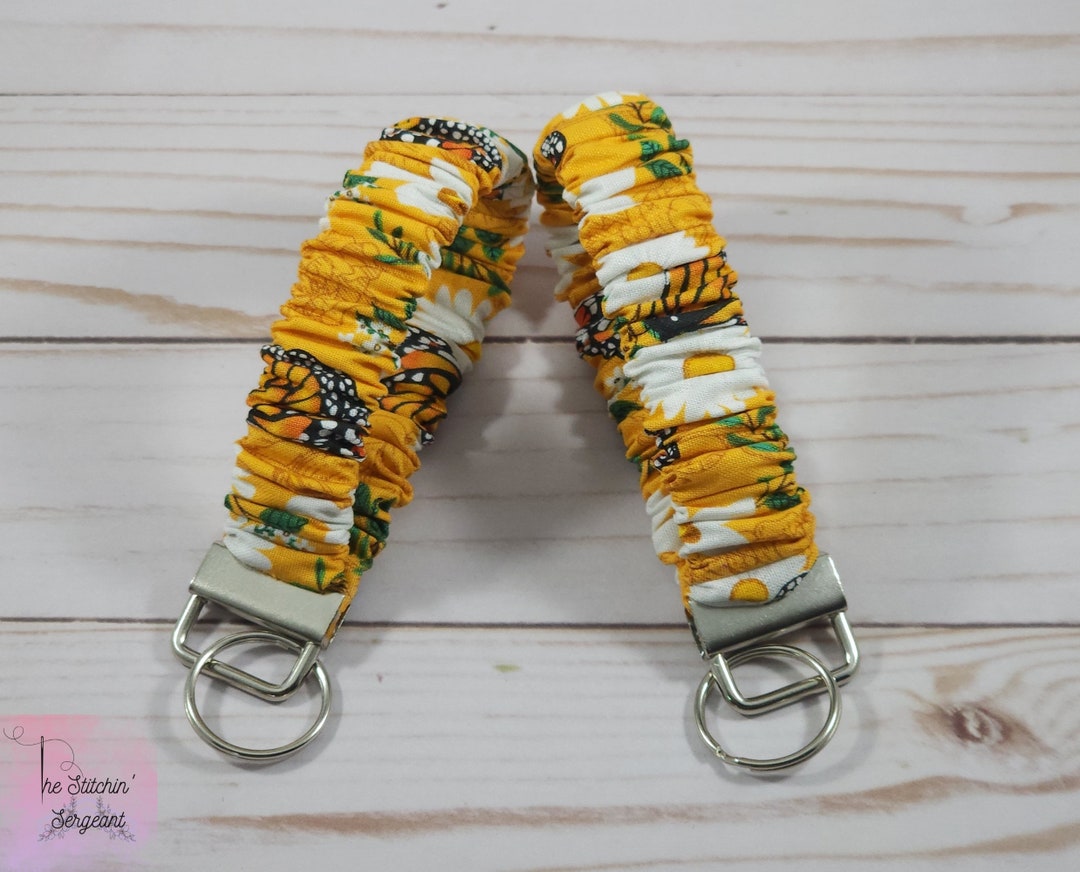Monarch Butterfly Scrunchie Keychain: Handmade Cotton Wristlet Key Fob ...