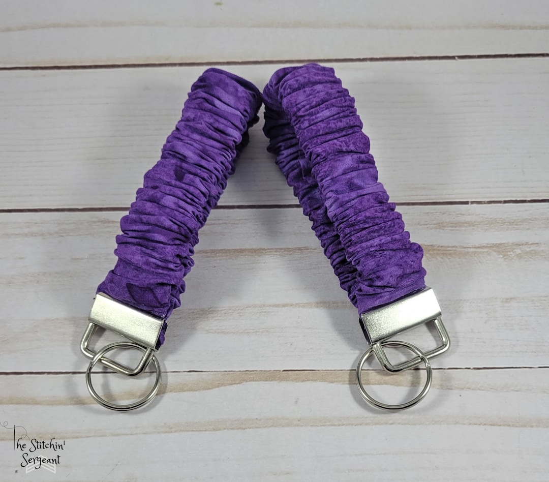 Bright Purple Scrunchie Keychain, Royal Purple Key Fob, Purple Wristlet ...