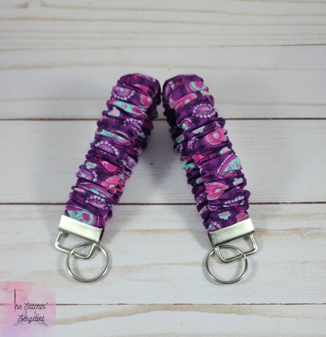 Cute Pink, Purple, and Teal Paisley Scrunchie Keychain, Pink Paisley ...