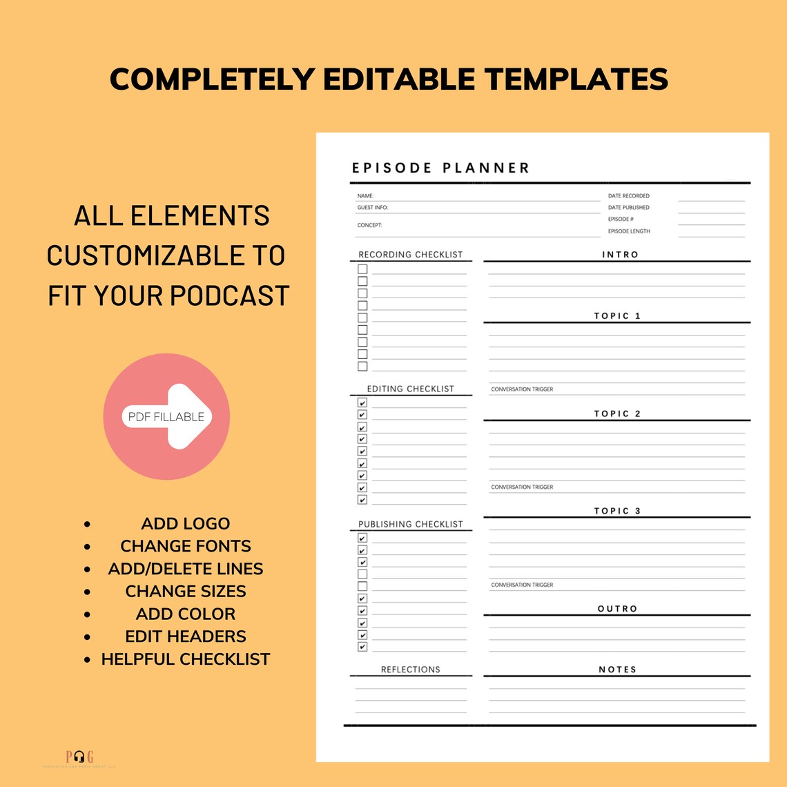 Editable Podcast Planner Bundle, Printable Podcast Planner Checklist ...