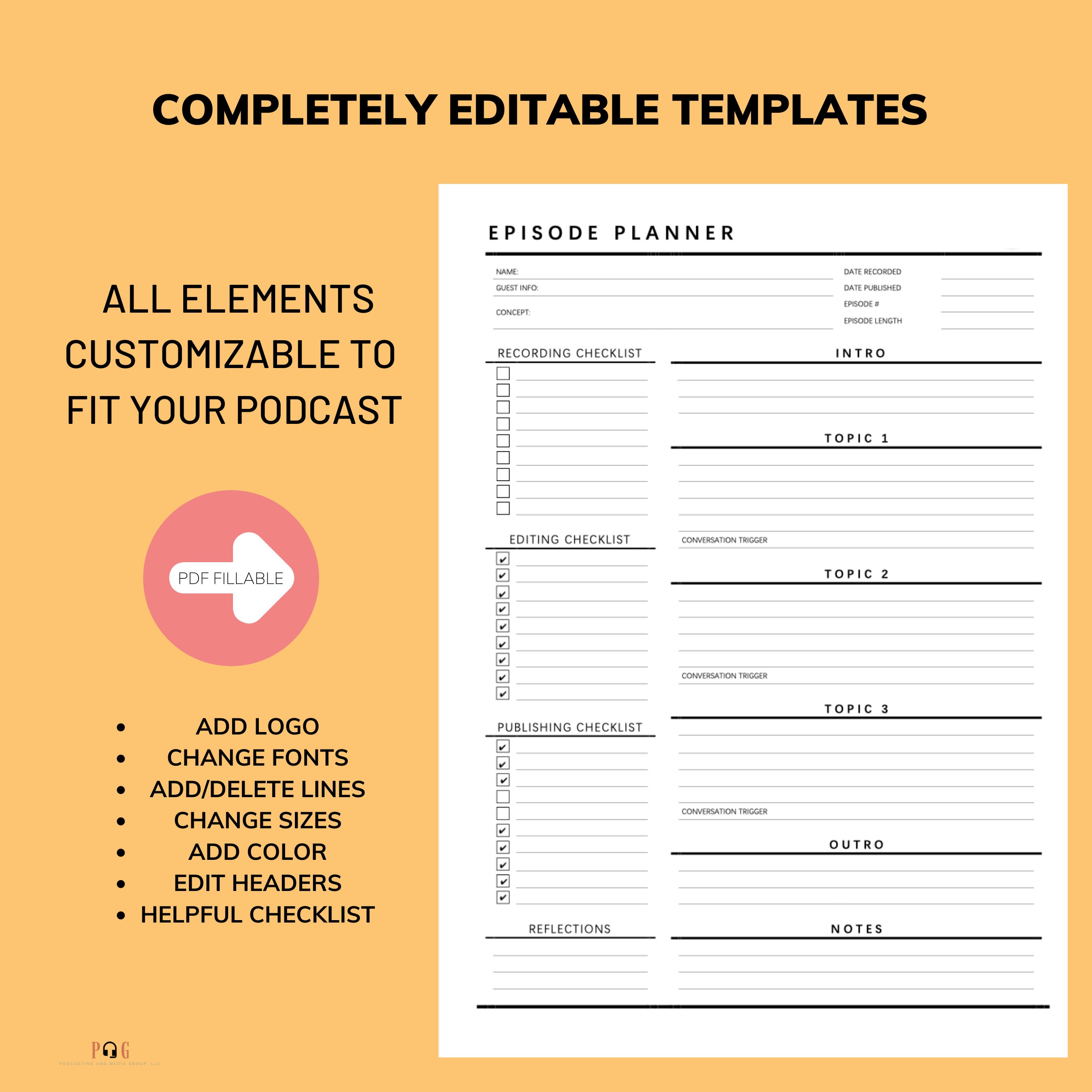 Editable Podcast Planner Bundle. Podcast Template Content Calendar ...