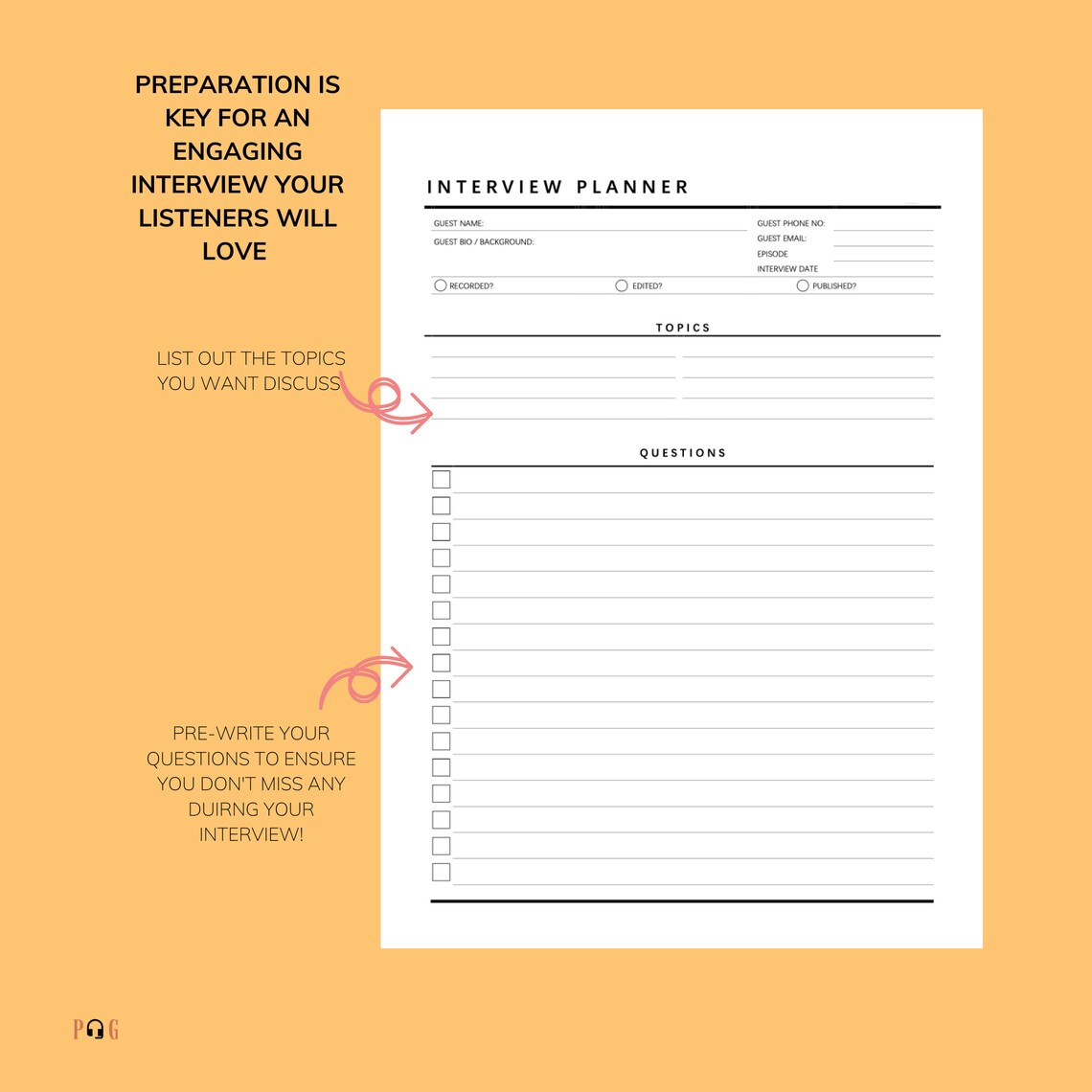 Editable Podcast Planner Bundle. Podcast Template Content Calendar ...