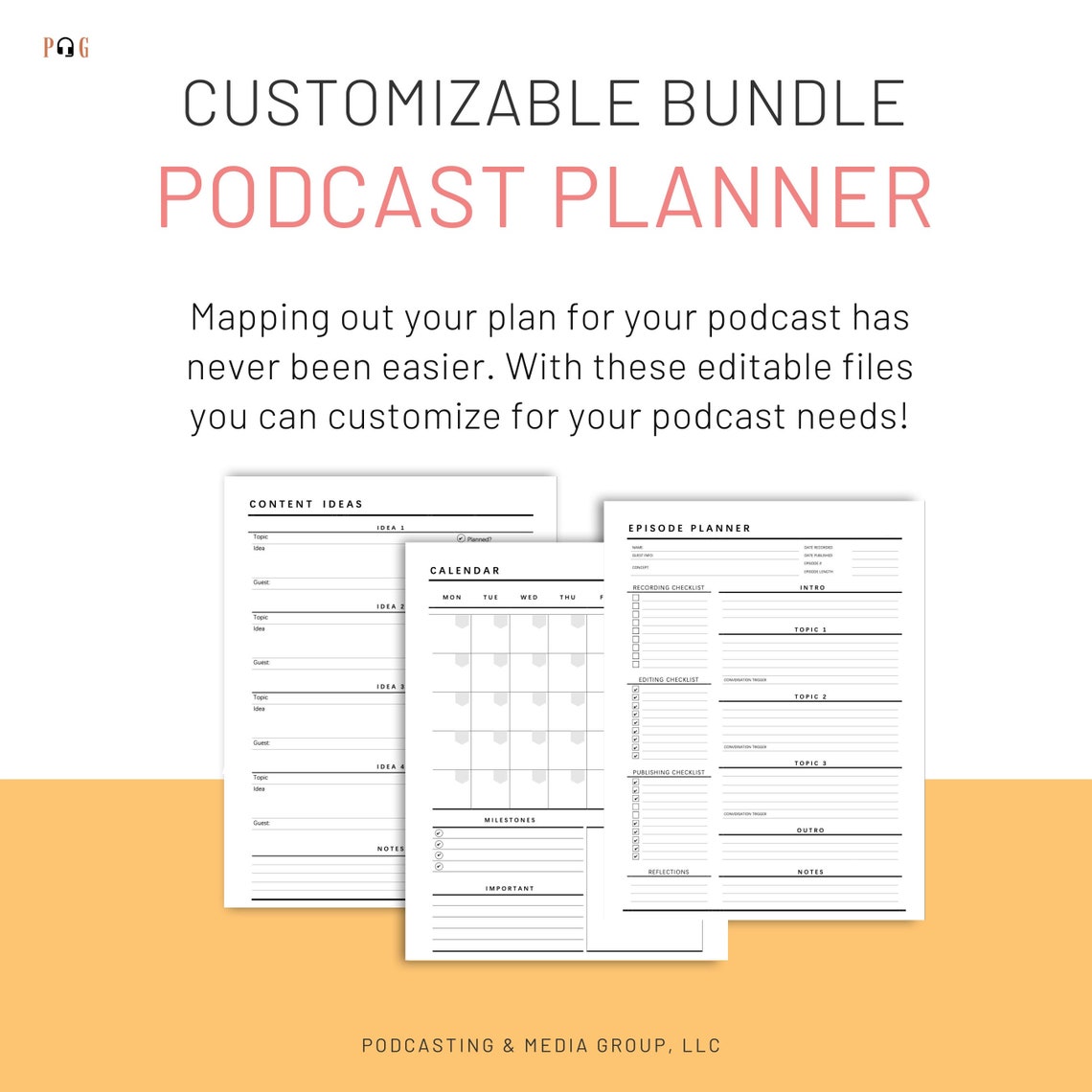Editable Podcast Planner Bundle. Podcast Template Content Calendar ...