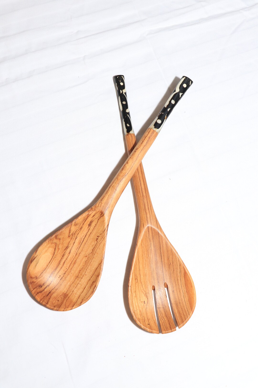 Olive Wood Petite Traditional Salad Servers - Etsy