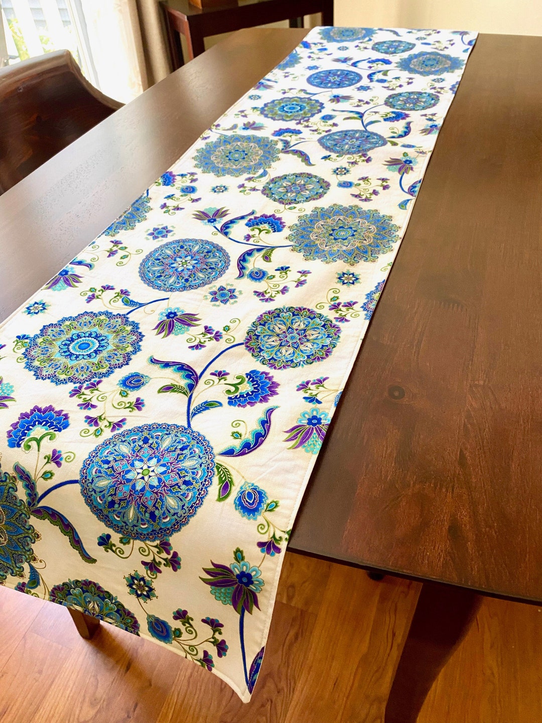 Blue White Table Runner Classic Pattern Table Runner Lined - Etsy