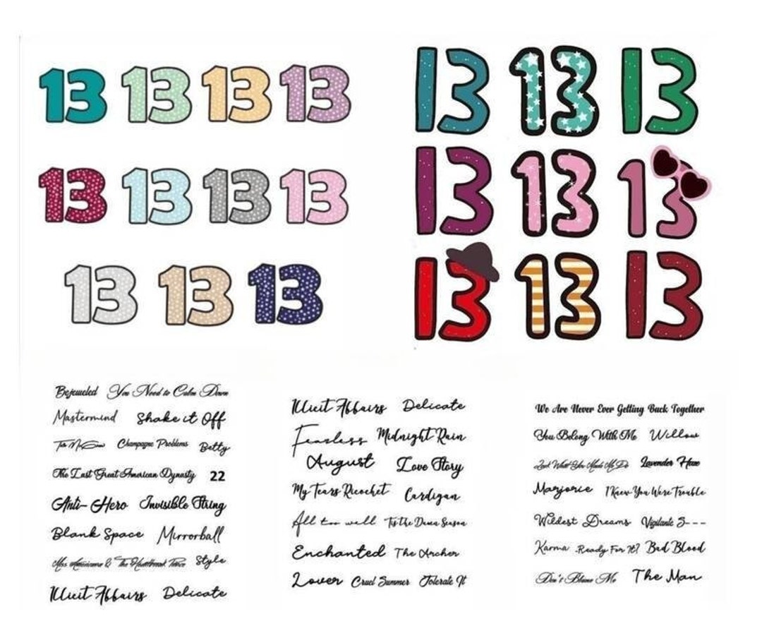 Tattoos Taylor Swift Lucky Number 13 Lucky Number Lyrics Eras - Etsy