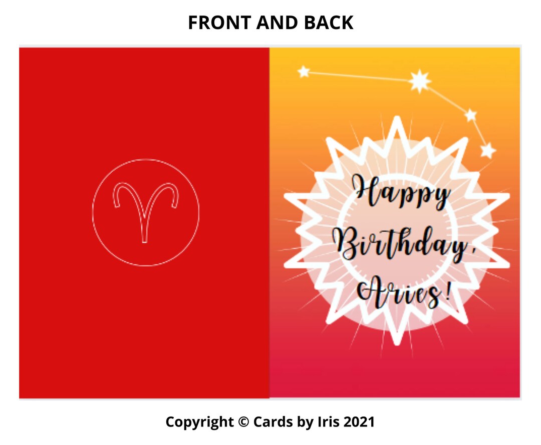 Aries Poetry Birthday Card - Etsy