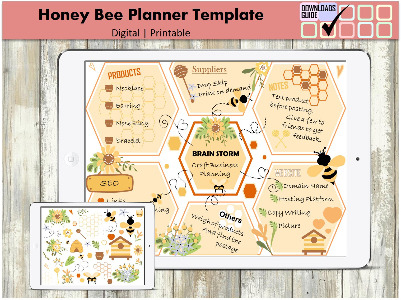 Honey Bees Planner | Template | Brain Storm | Mind Mapping | Stickers ...