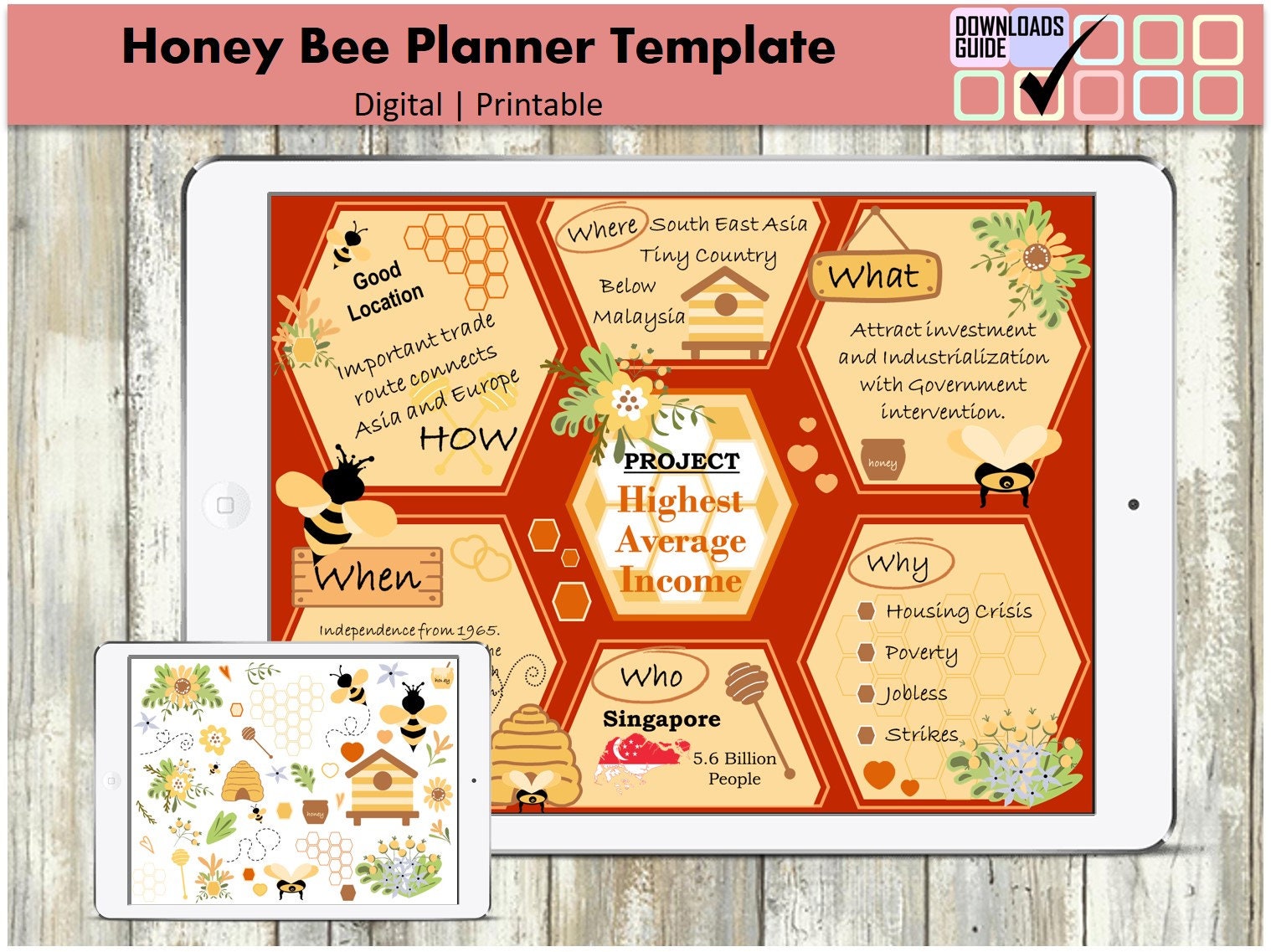 Honey Bees Planner | Template | Brain Storm | Mind Mapping | Stickers ...
